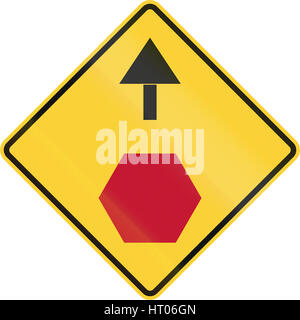 United States non-MUTCD-compliant road sign - Stop ahead Stock Photo ...