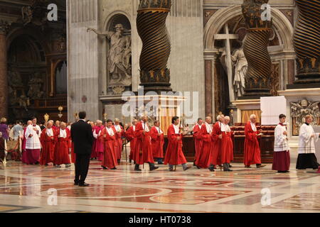 A Catholic procession inside the Basilica di San Pietro in Rome, Italy ...