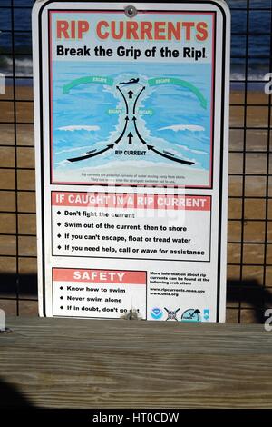 Warning. Rip Currents. Sign. Beach scene. Turtle Beach, Laniakea Beach ...