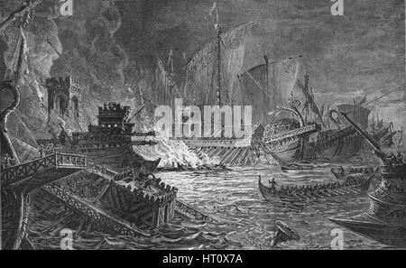 The Battle of Actium, at which Octavian defeated Antony and Cleopatra ...