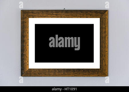 Wooden picture frame with passe-partout, isolated on white Stock Photo ...