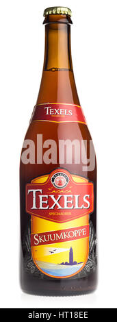 Bottle of Dutch Texels Skuumkoppe craft beer isolated on a white ...