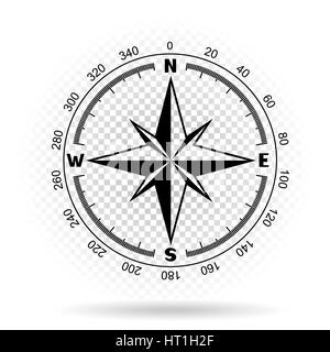 The compass shows north, south, west and east. 3D vector illustration ...