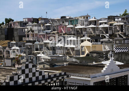 Tiled graves, cemetery of the town of Morne a l'Eau, Grande-Terre ...