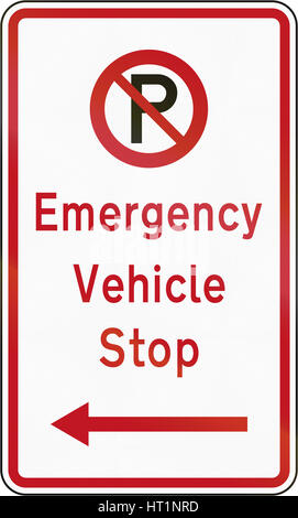 New Zealand road sign - Emergency vehicle stop Stock Photo - Alamy