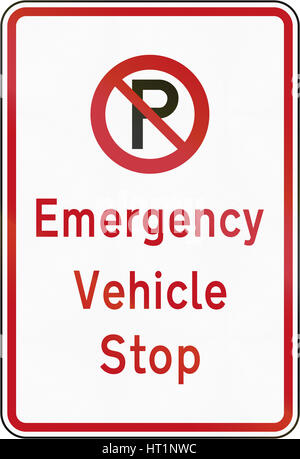 New Zealand road sign - Emergency vehicle stop Stock Photo - Alamy