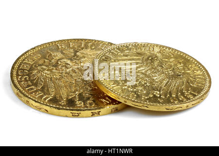 Hamburg gold coins (German Empire Goldmark) isolated on white ...