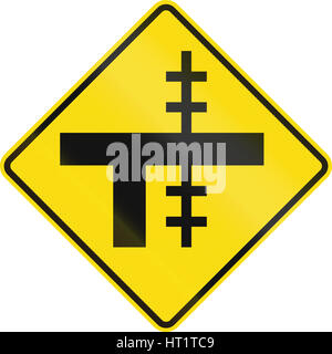 New Zealand road sign - T Junction controlled (priority turns right ...
