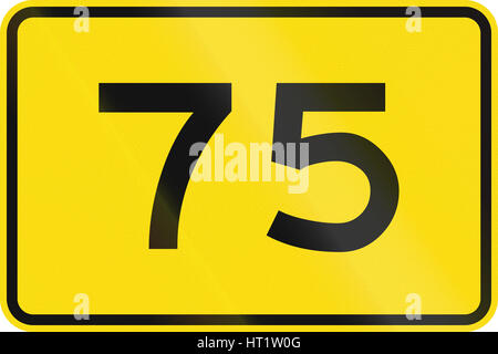 New Zealand road sign - Advisory speed of 35 kmh Stock Photo - Alamy