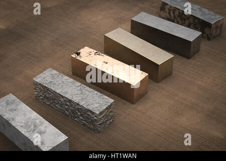3d rendering metal blocks in multicolored and pattern Stock Photo - Alamy