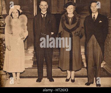 Mr and Mrs Neville Chamberlain with King George VI and Queen Elizabeth ...