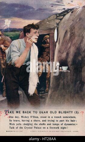 "Take me back to dear old blighty". A photographic postcard of the ...