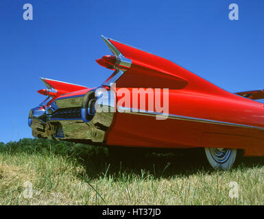 Red 1959 Cadillac tail fins car retro cool hot 50's style rockets ...