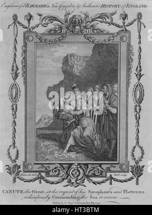 King Canute and the waves, 11th century, Cnut the Great reproving the ...