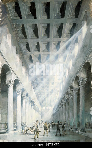 WROXETER ROMAN CITY, Shropshire. Reconstruction drawing of the interior ...