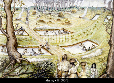 Maiden Castle c5th century BC, (c1990-2010). Artist: Miranda Schofield ...