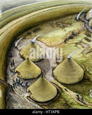 Maiden Castle c5th century BC, (c1990-2010). Artist: Miranda Schofield ...