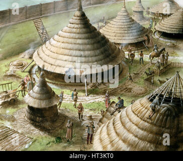 Maiden Castle c5th century BC, (c1990-2010). Artist: Miranda Schofield ...