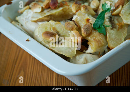 Flying Jacob - Swedish casserole that consists of chicken, cream, chili ...