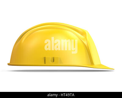 Yellow safety helmet or hard cap isolated on blue background. 3d render ...