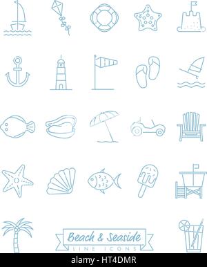 Collection of 22 beach and seaside related symbols Stock Vector Image ...