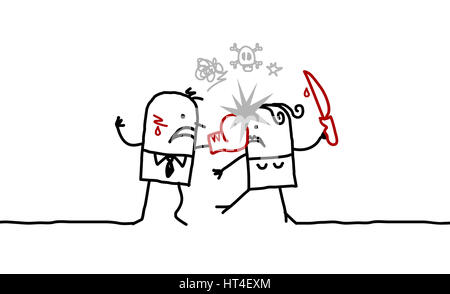 Cartoon couple and domestic violence Stock Photo - Alamy