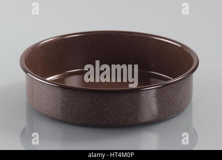Enameled round pan, front view Stock Photo - Alamy