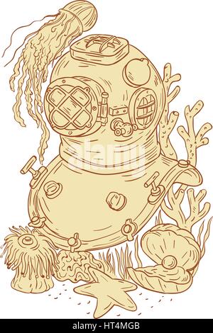 Drawing sketch style illustration of an Australian Box jellyfish (class ...