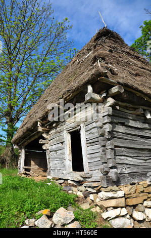 Traditional timber farm house barn on stone pillars. Sunnmøre open air ...