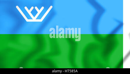 Flag of Khanty-Mansi Autonomous Okrug. High resolution close-up 3D ...