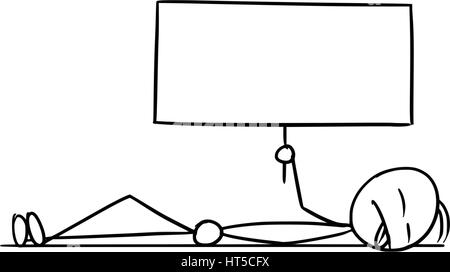 Cartoon vector doodle dead stickman lying in the casket and holding ...