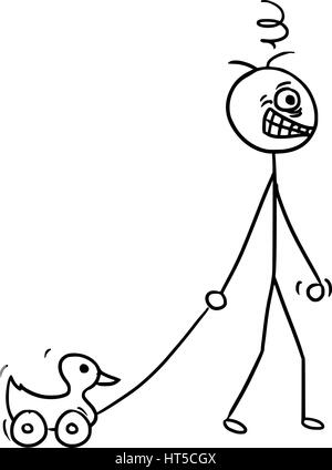 Cartoon vector stickman of mad crazy raging man driving a car fast ...