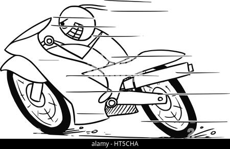 Cartoon vector stickman of mad crazy raging man driving a car fast ...