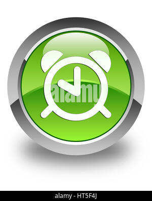 Alarm clock icon isolated on 3d brown round button abstract ...