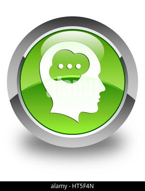 Brain head icon isolated on 3d brown round button abstract illustration ...