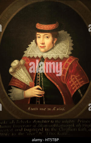 . English: Pocahontas and John Rolfe portrait. early 1850s. J. W. Glass ...