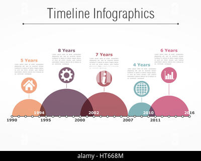 Timeline infographics design template with different time intervals ...