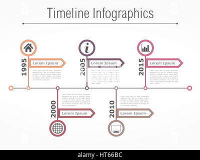 Timeline infographics template with arrows, flowchart, workflow or ...