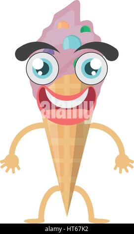 Ice cream cone party cute cartoon vector illustration doodle style ...