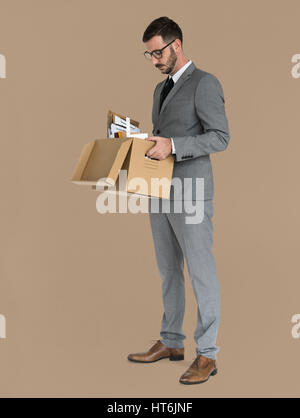 Caucasian Business Man Pack Up Retrenched Stock Photo - Alamy