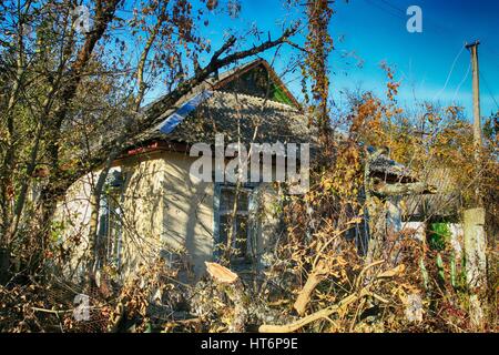 Abandoned village in the Chernobyl nuclear power plant exclusion zone ...