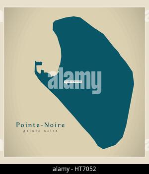 Pointe Noire city (Republic of the Congo, Congo-Brazzaville) map vector ...