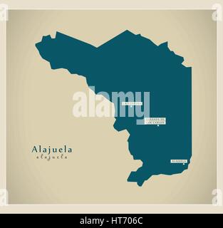 Map of Alajuela, a province of Costa Rica Stock Vector Image & Art - Alamy