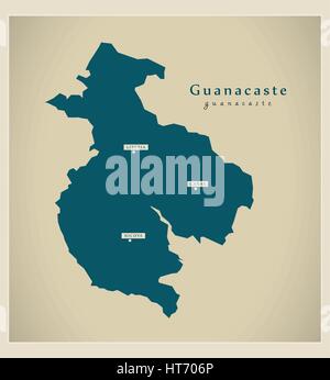 Map of Costa Rica with the provinces, Guanacaste is highlighted Stock ...