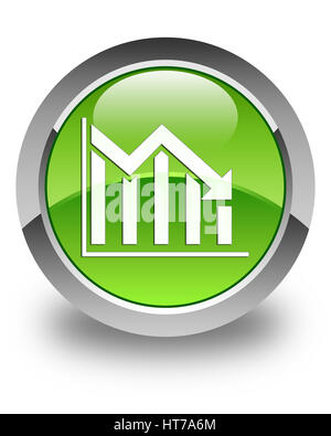 Statistics down icon isolated on 3d brown round button abstract ...