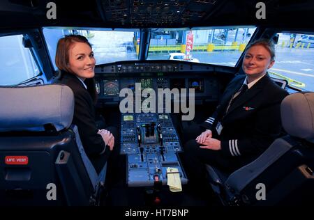 Captain Kate McWilliams before an EasyJet flight from Gatwick Airport ...