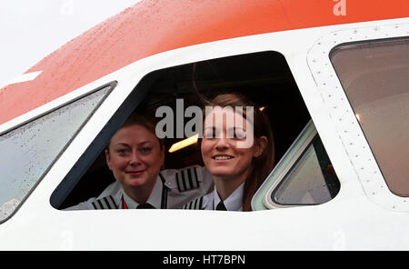 Captain Kate McWilliams (left) and First Officer Sue Barrett before an ...