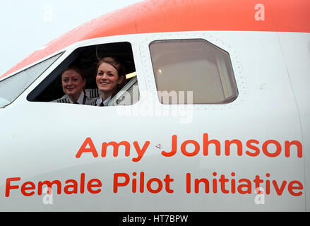 Captain Kate McWilliams (left) and First Officer Sue Barrett before an ...