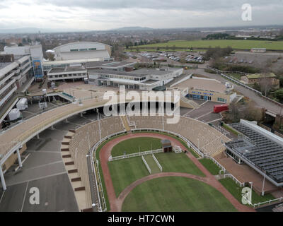 An aerial view of the parade ring and winners enclosure ahead of The ...