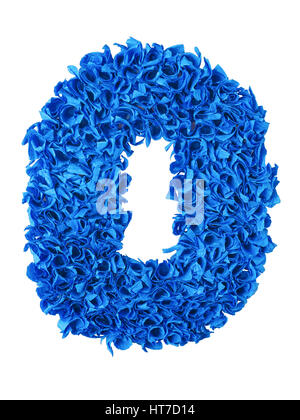 Handmade numbers set from blue crepe paper isolated on white background ...